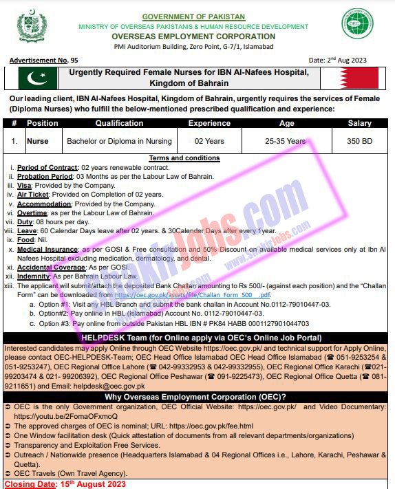 Bahrain Jobs 2023 Announced by Overseas Employment Corporation OEC