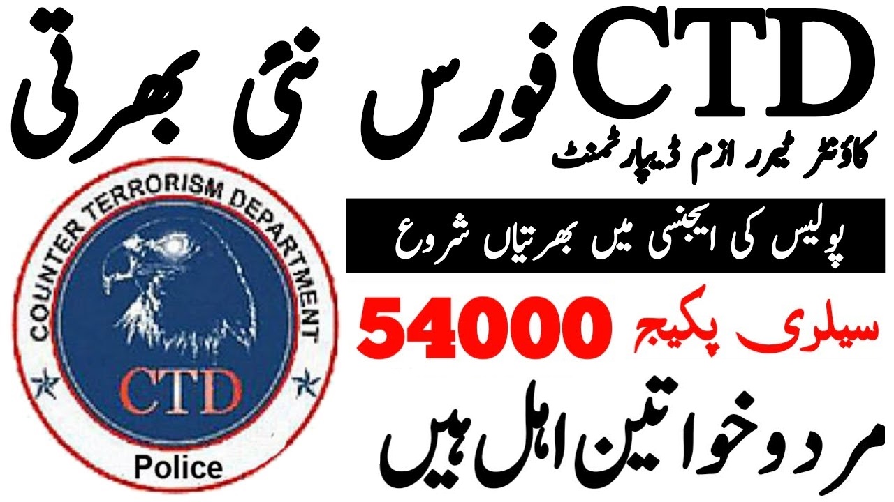 Counter Terrorism Department CTD Jobs 2025 Apply Online