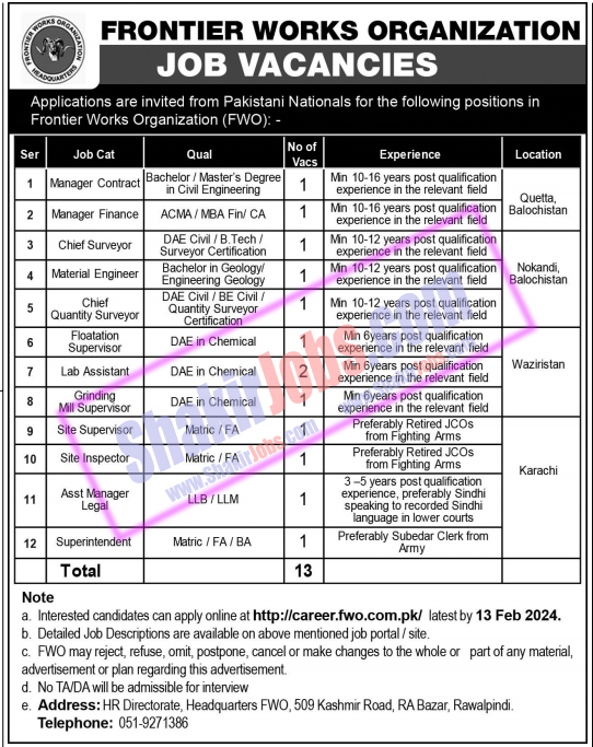 FWO Jobs 2024 Online Apply Frontier Works Organization Jobs