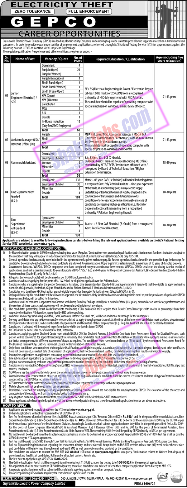 [450+Vacancies] GEPCO Jobs 2025 Gujranwala Electric Supply Company