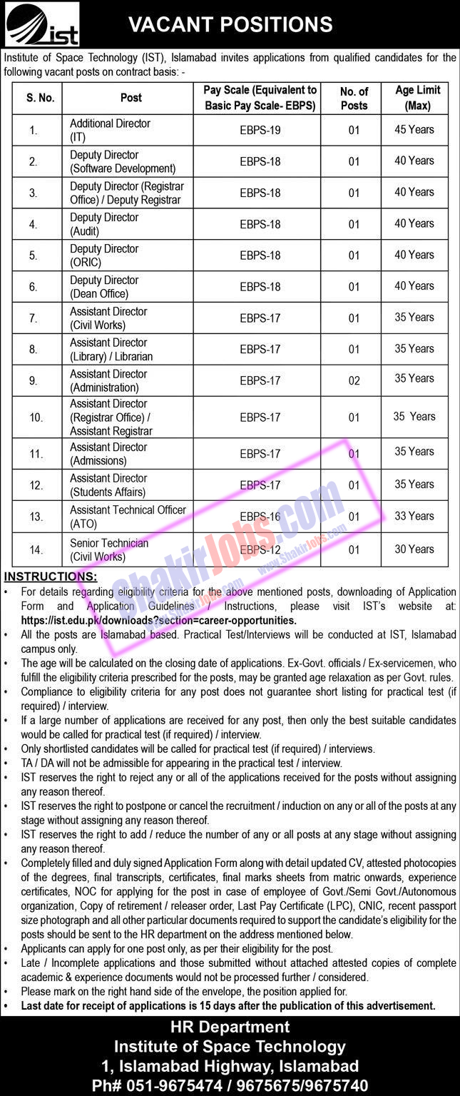 IST Jobs 2026 Institute of Space Technology