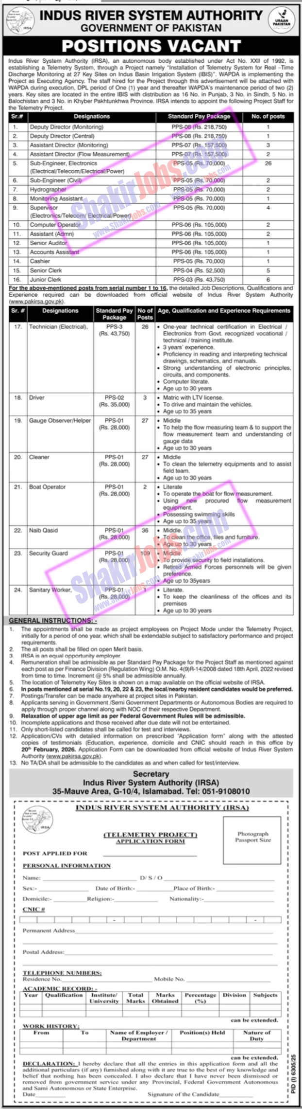 Indus River System Authority IRSA Jobs 2026 Apply Online