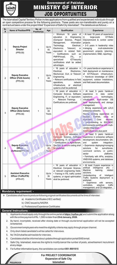 Islamabad Capital Territory ICT Police Jobs 2026 | Apply Online