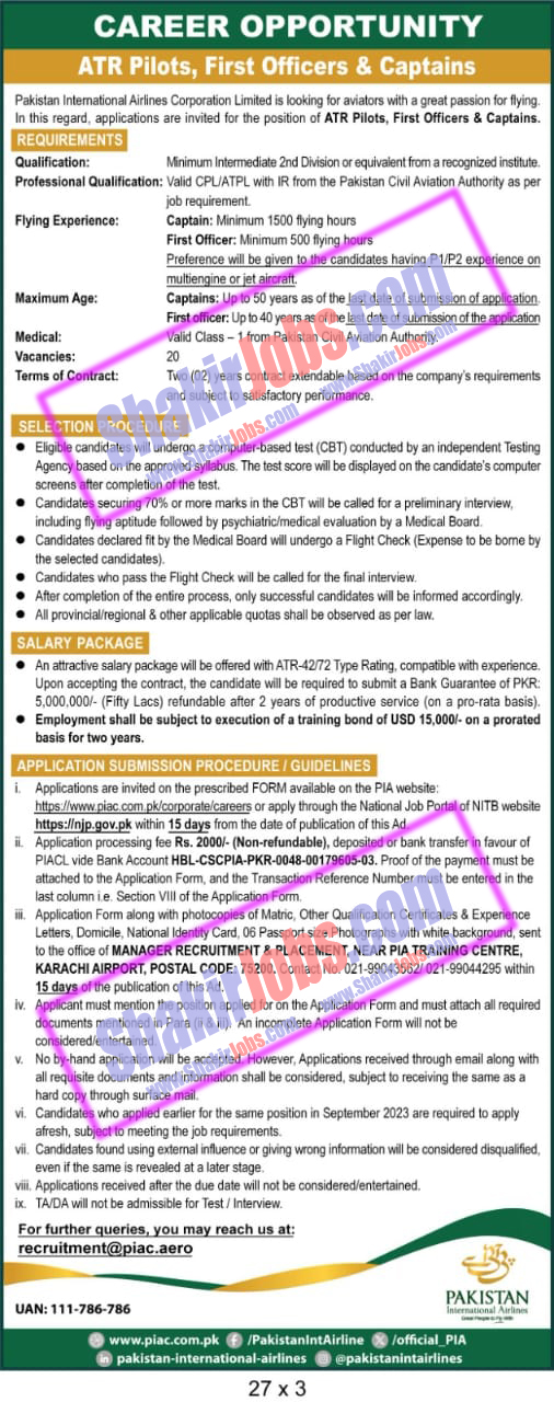 PIA Jobs 2025 Pakistan International Airlines