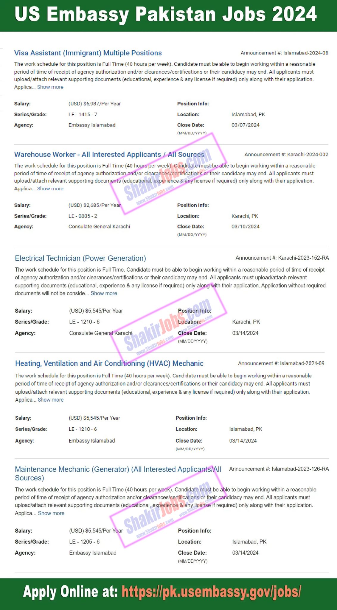 US Embassy Jobs 2024 | Apply Online