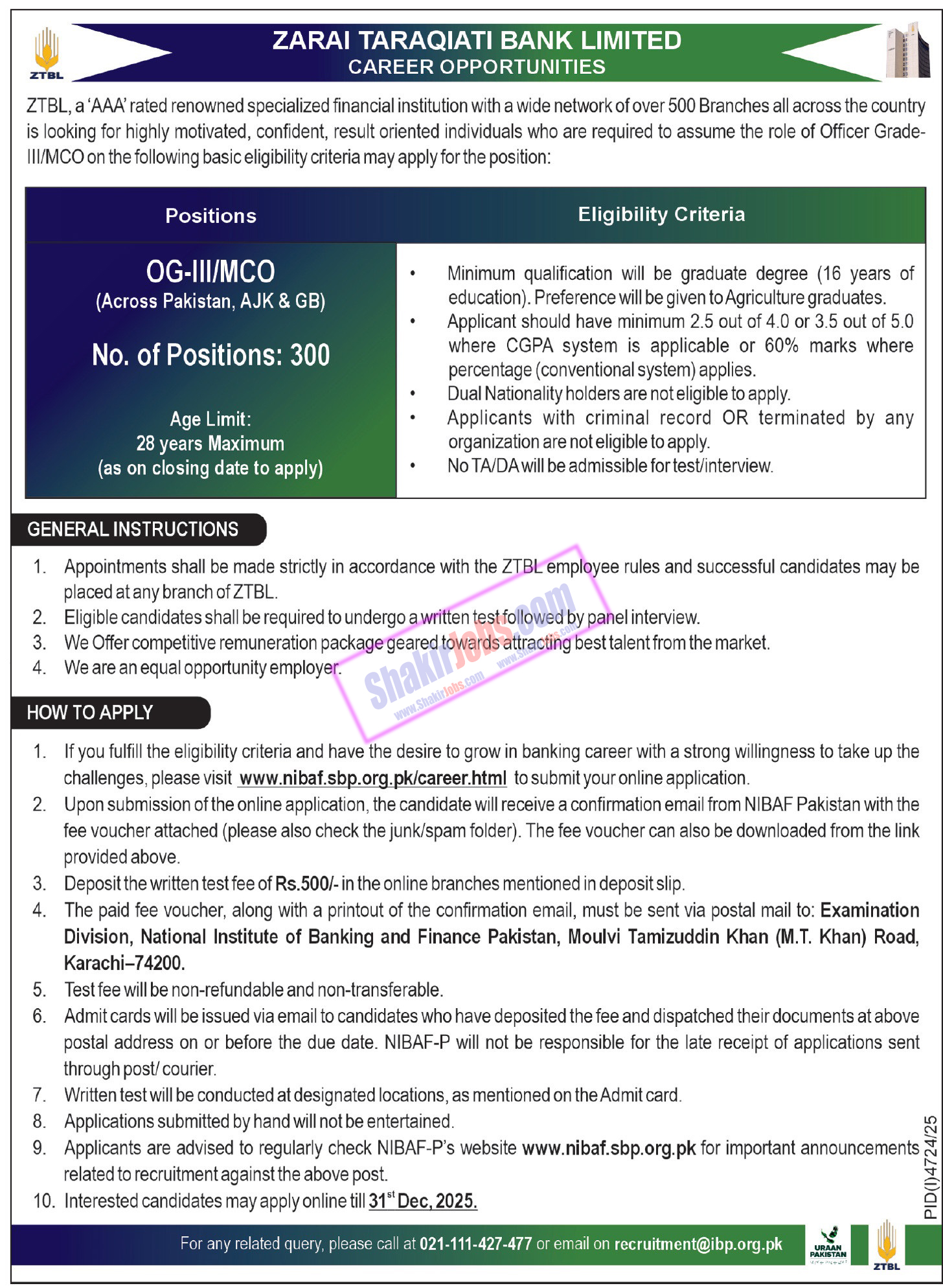[300+Vacancies] 🔥ZTBL Jobs 2026🔥 Zarai Taraqiati Bank